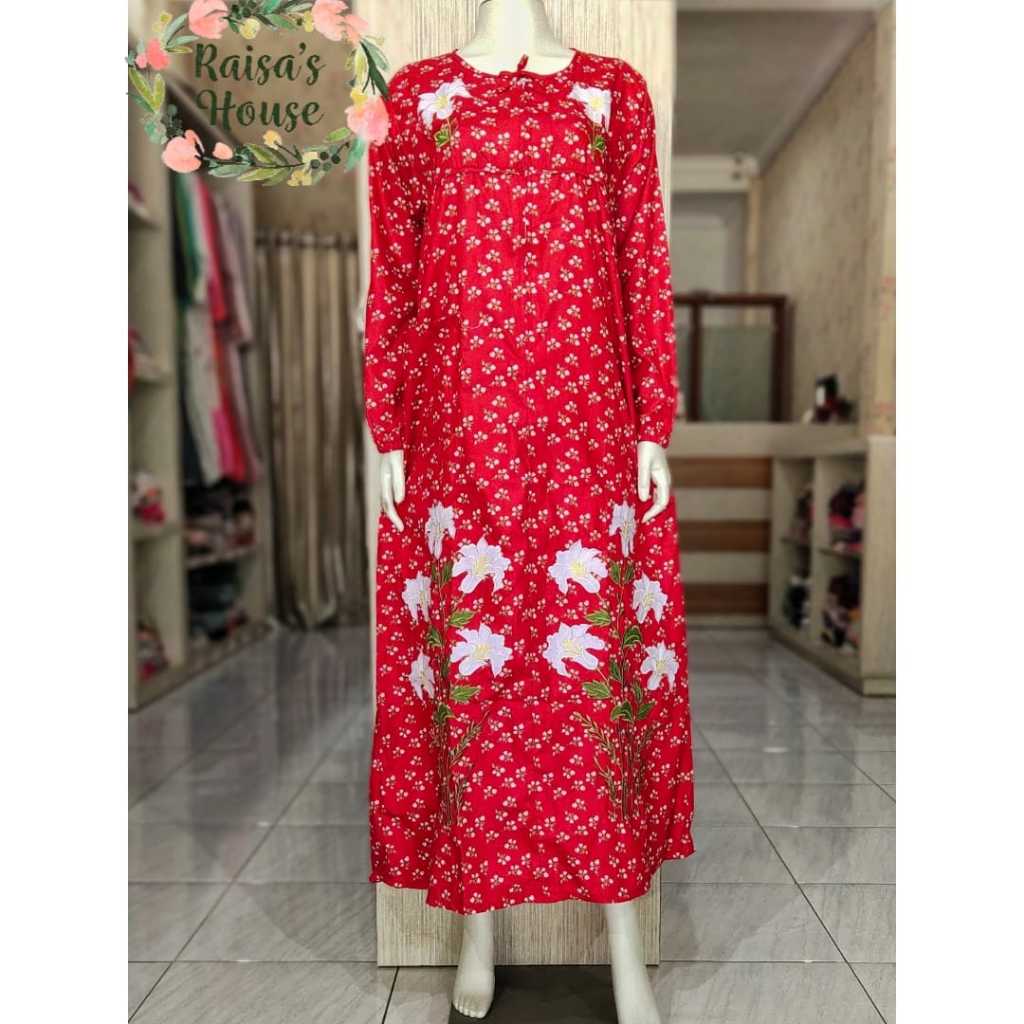 Jual DASTER LONGDRESS BORDIR KHAS MALANG - LENGAN PANJANG | MERAH BERRY ...