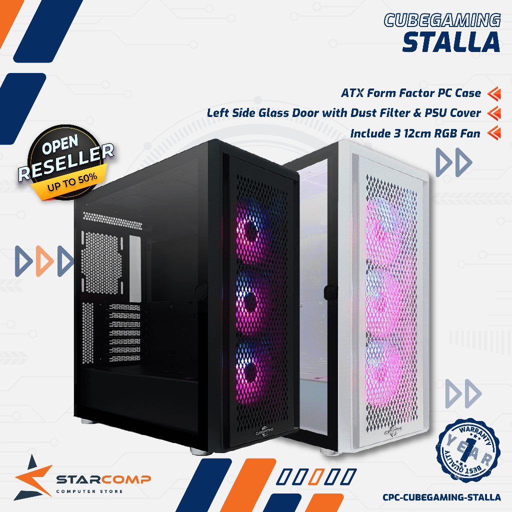 Jual CUBE GAMING STALLA Black / White Casing PC ATX CubeGaming | Shopee ...