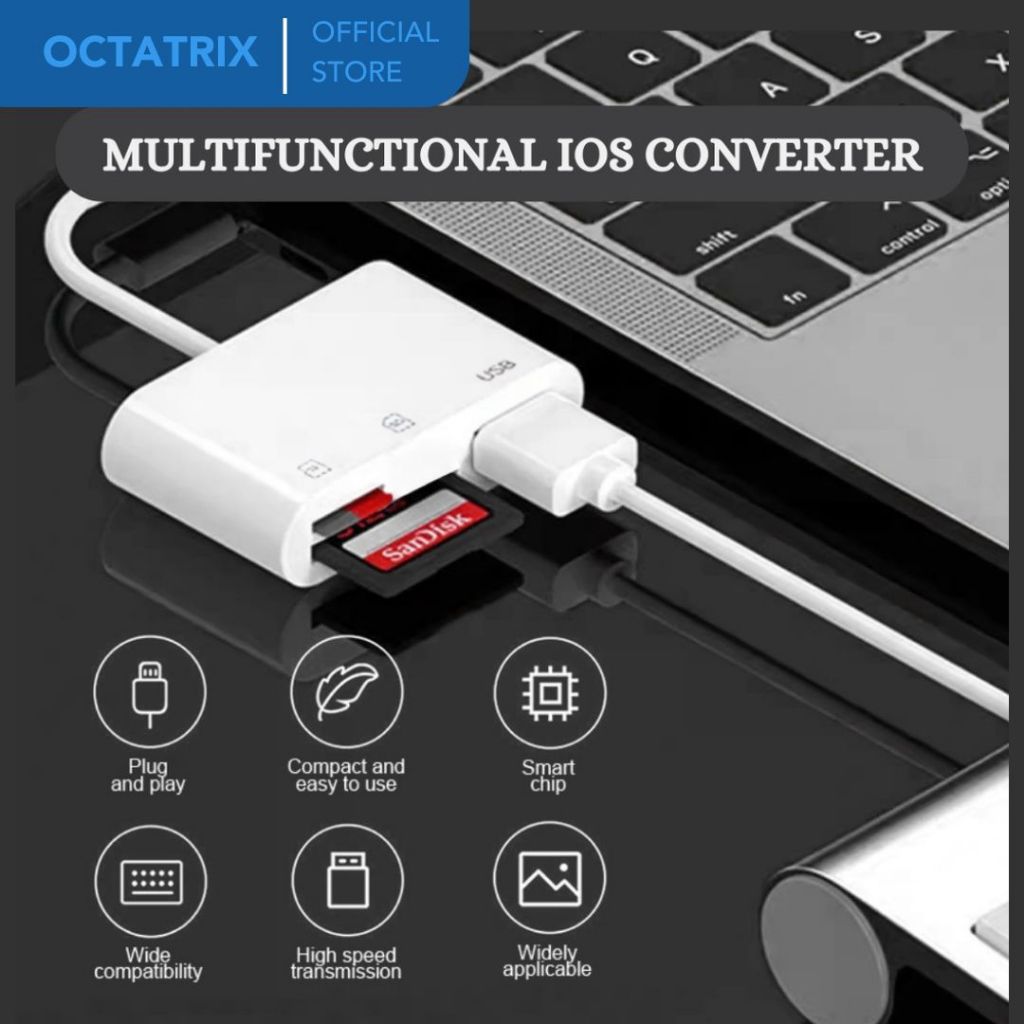 Jual Multifuntional Lightning Cable Adapter 4 In 1 Camera Card Reader ...