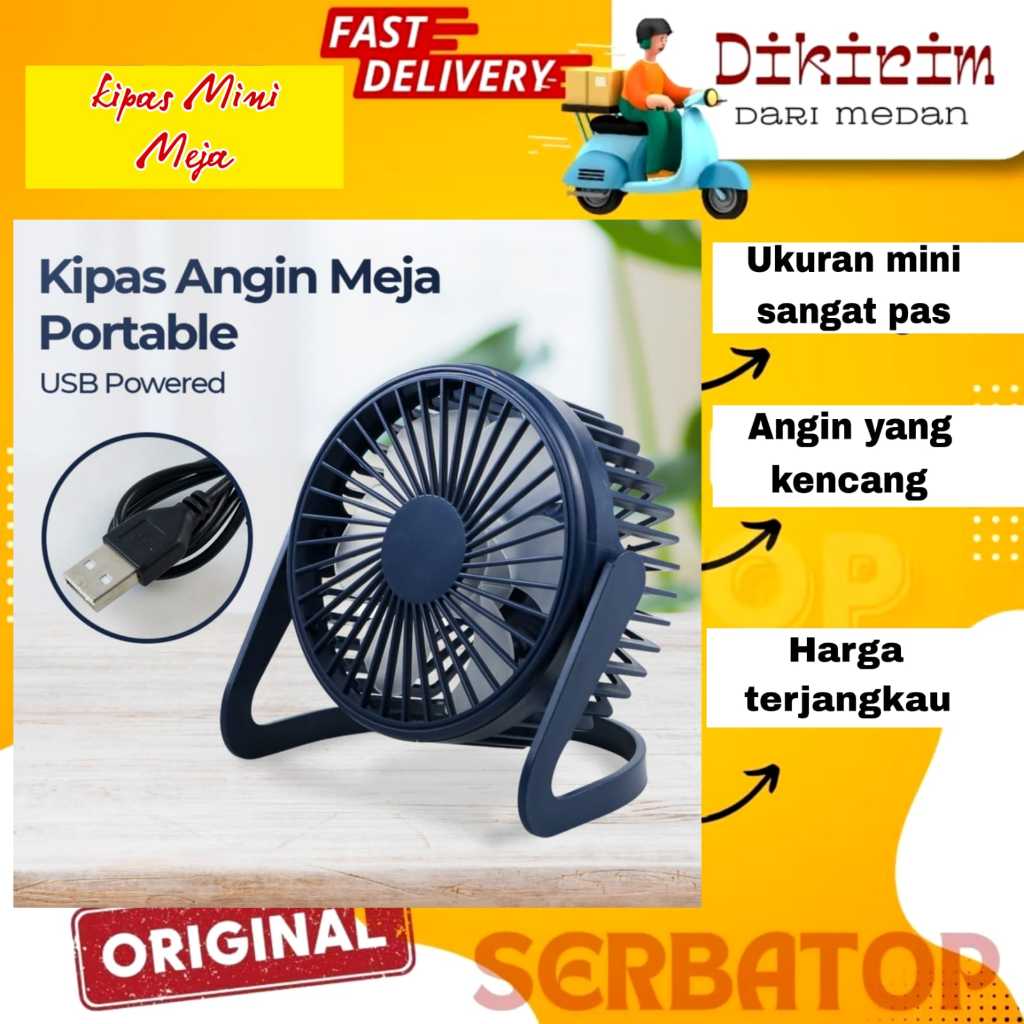 Jual Kipas Angin Meja Portable Table Fan USB Powered 2.5W Kipas Angin ...