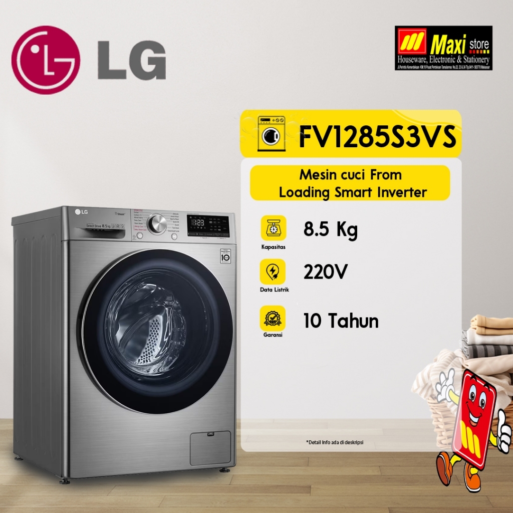 Jual LG FV1285S3VS Mesin Cuci Front Loading [8.5 Kg] Inverter, Steam ...