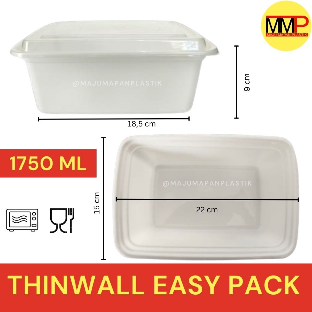 Jual [30 pcs] Easy Pack Thinwall Rectangular KP1750 Putih Susu 1750 ml | Shopee Indonesia
