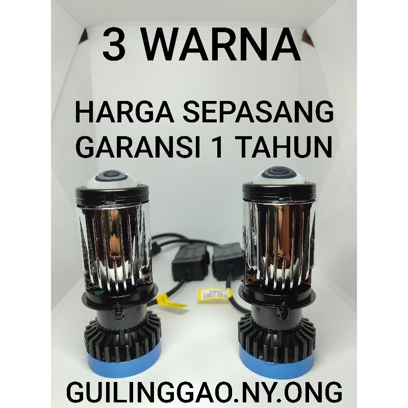 Jual LED H4 MINI PROJECTOR 80 WATT SOKET H4. 3 WARNA SUPER BRIGHT ...