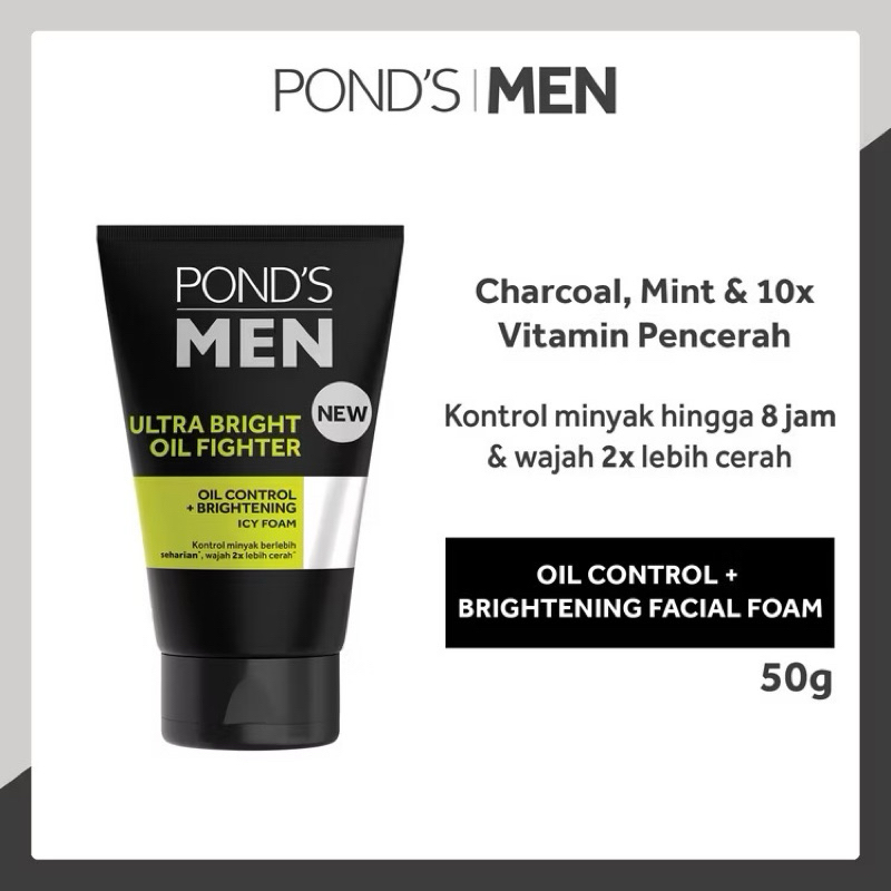 Jual PONDS Men ULTRA BRIGHT Oil Fighter Icy Foam 50gram | Shopee Indonesia