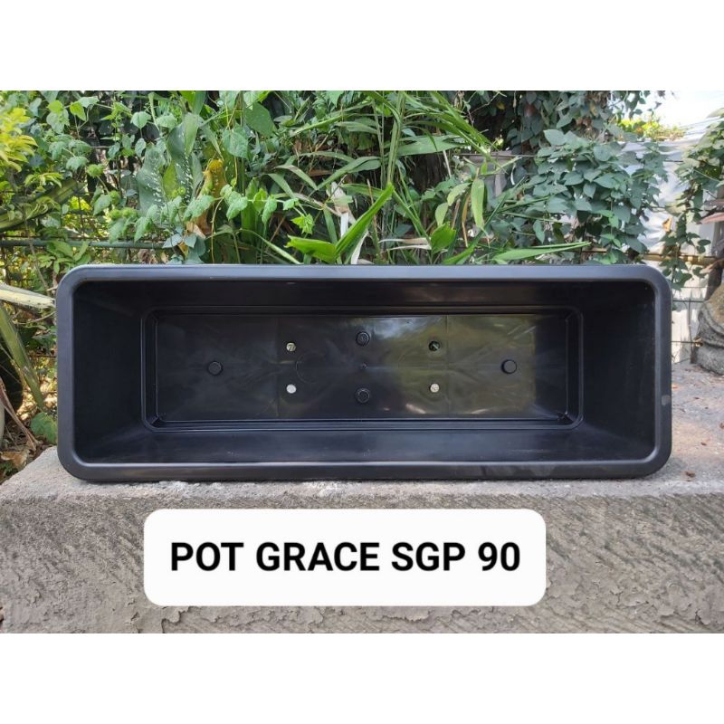 Jual Pot Grace SPG 90 Hitam-Putih Pot persegi panjang tanaman | Shopee ...
