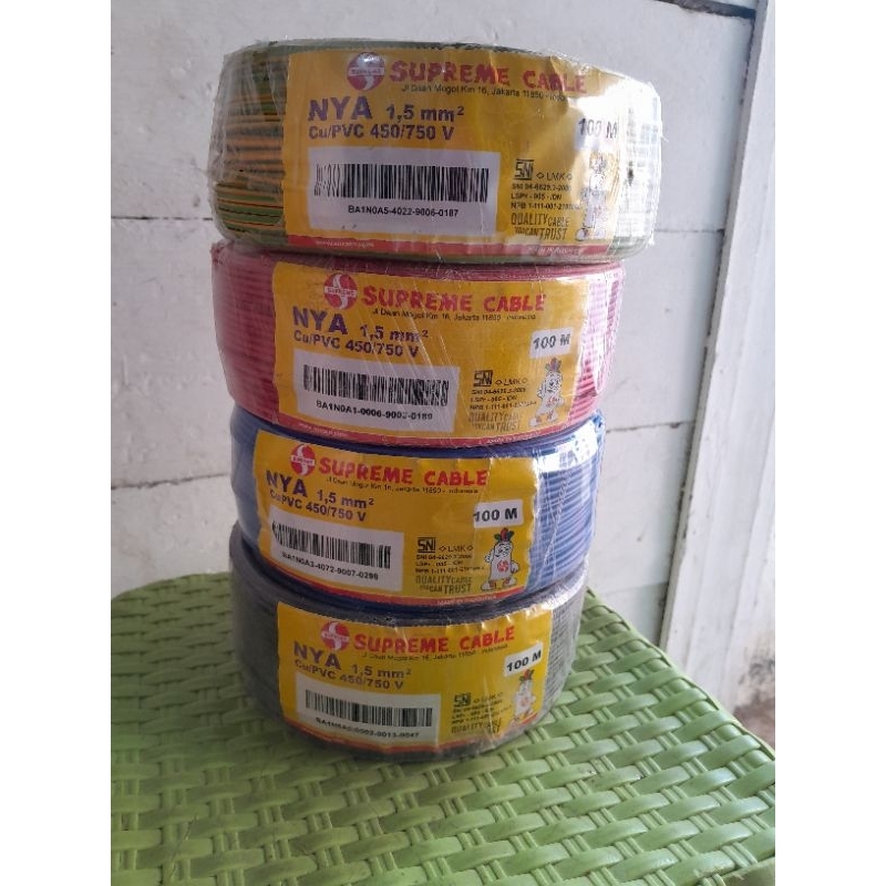 Jual kabel NYA 1,5mm Supreme kabel tunggal 1x1.5 supreme | Shopee Indonesia