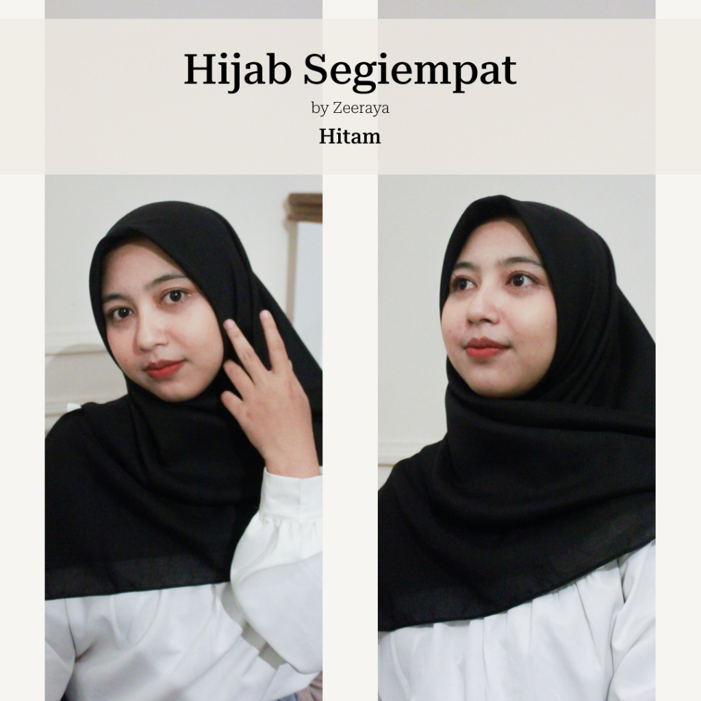 Jual Hijab Segi Empat Persegi Hitam by Zeeraya | Square | Katun ...