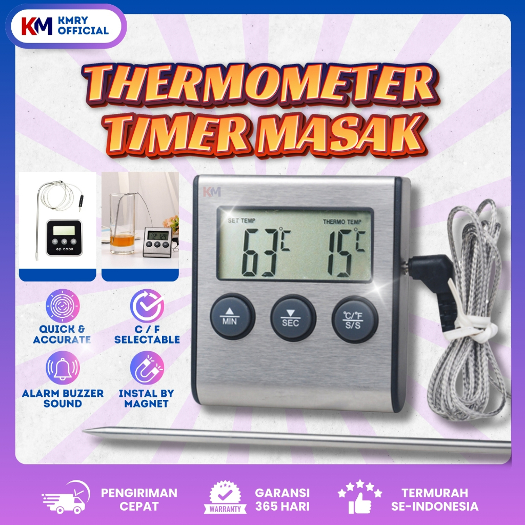 Jual KMRY Thermometer Timer Masak Stainless Steel SUS 304 Digital ...