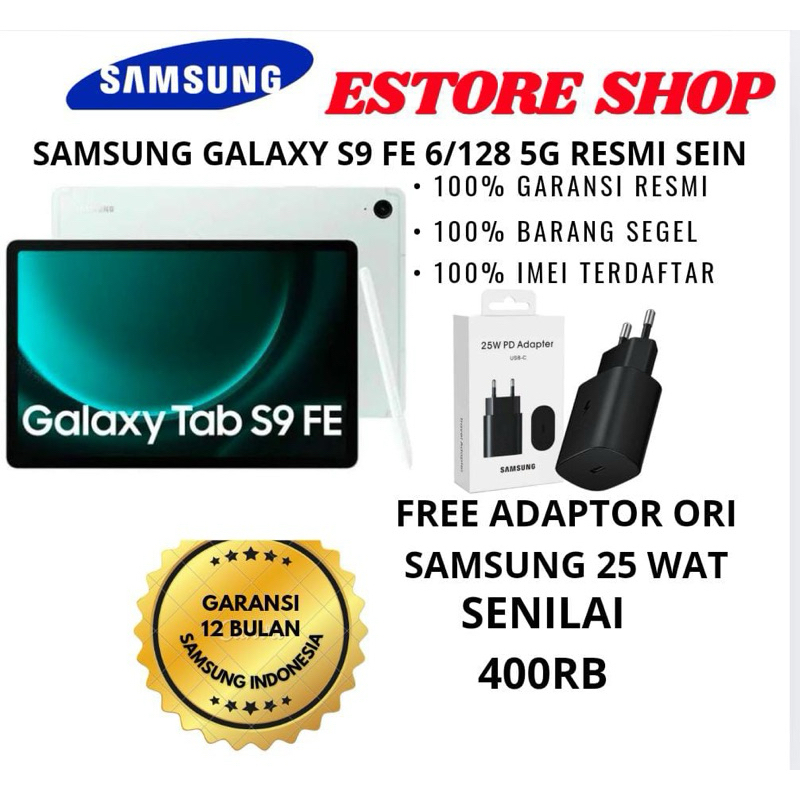 Jual Samsung Galaxy Tab S9 FE 6/128 5G GARANSI RESMI SEIN SAMSUNG ...