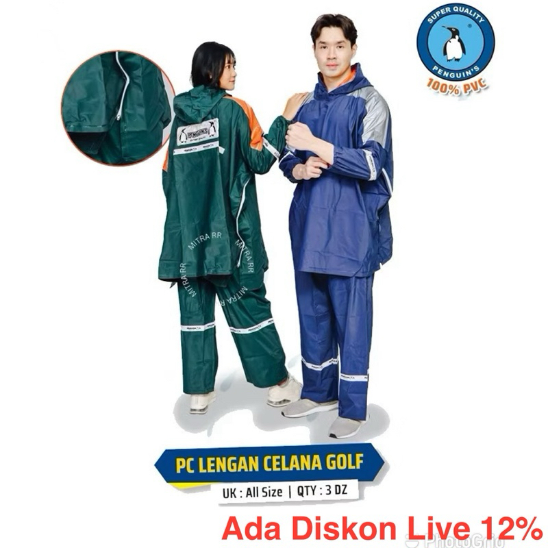 Jual Jas Hujan Stelan Ponco + Celana PENGUIN LGX777 Golf Tebal Besar ...