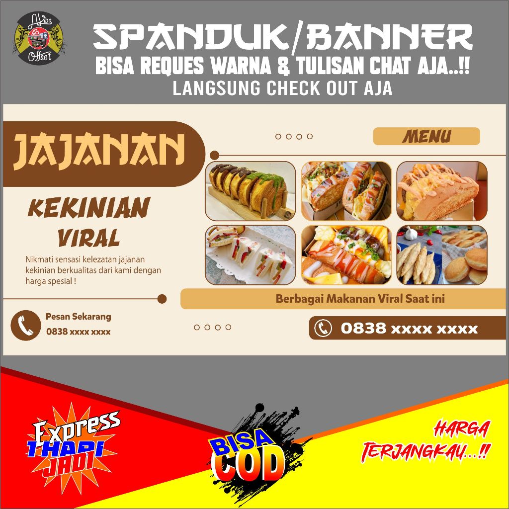Jual SPANDUK BANNER JAJANAN KEKINIAN VIRAL | Shopee Indonesia