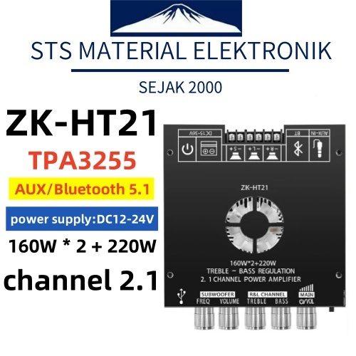 Jual ZK-HT21 Amplifier 2.1 Channel bluetooth Modul Daya Digital ...