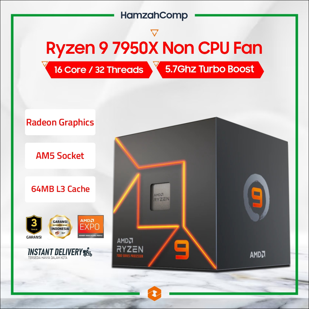 Jual AMD Ryzen 9 7950X 4.5Ghz Up to 5.7Ghz 64MB Cache Box Non CPU Fan ...