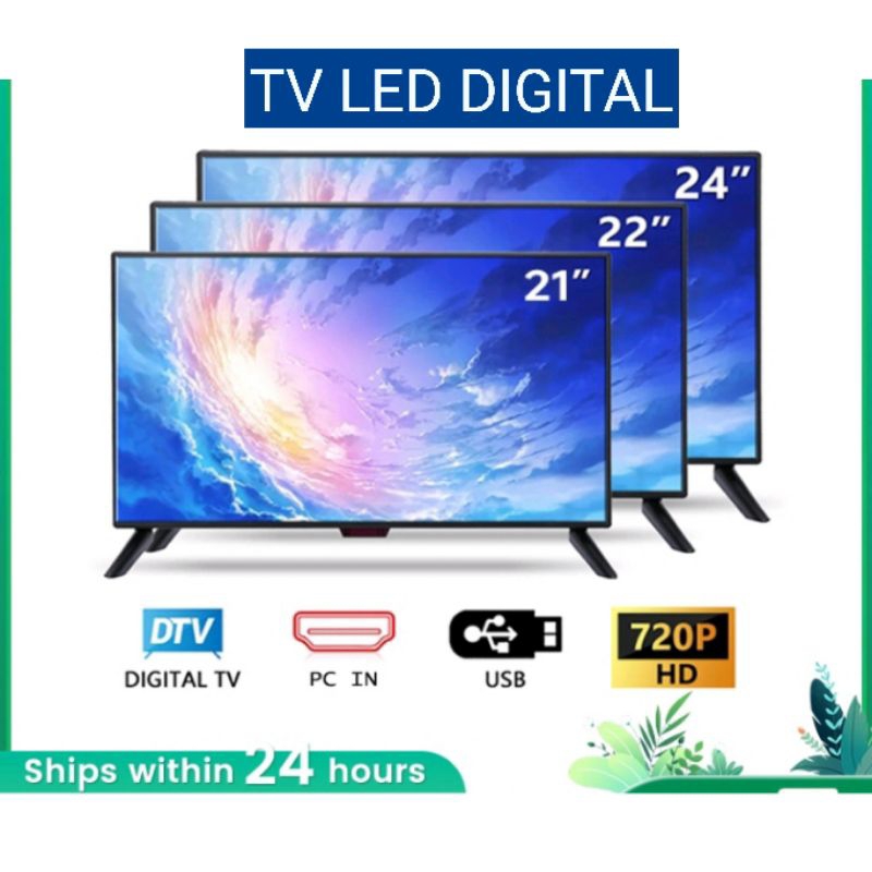 Jual PROMO!! TV LED DIGITAL FULL LAYAR 21/22/24 INCH, SUPPORT HDMI, USB ...