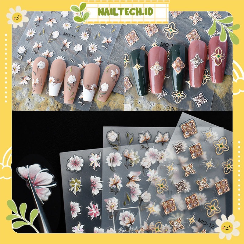 Jual (MO) Stiker Kuku / Nail Art Sticker 3D Timbul Bunga Flower Vintage ...