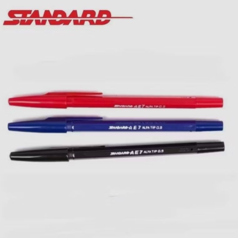 Jual pulpen standard 0.5 / bolpoin/ ballpoint pena standard AE 7 hitam biru merah ( 1 pcs ...