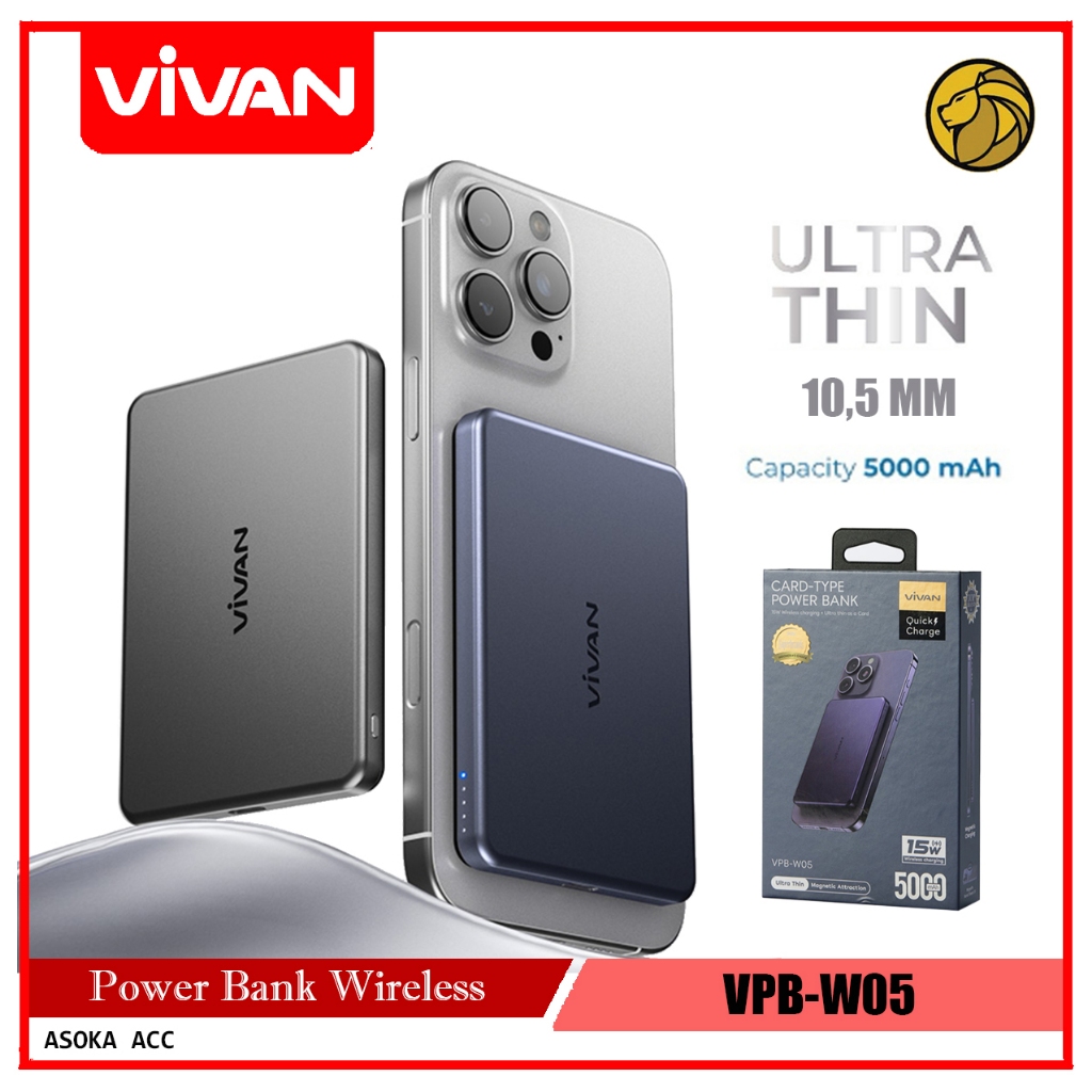 Jual Vivan Power Bank Wireless Magnetic 5000 Mah 15W PD20W Wireless ...