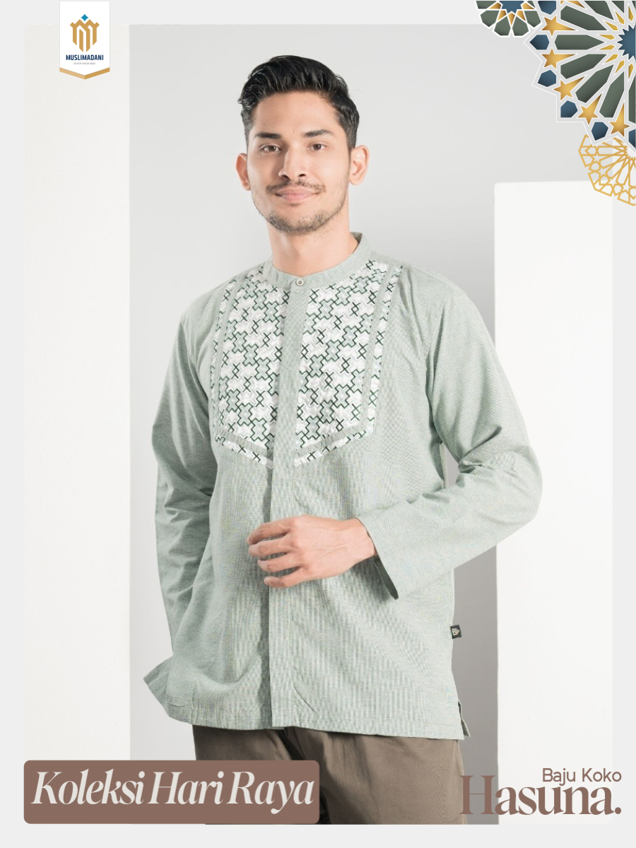 Jual Muslimadani Baju Koko HASUNA Regular Koko Dewasa Lengan Pendek dan Lengan Panjang Bordir ...