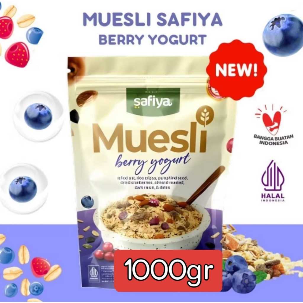 Jual Muesli Berry Yogurt Safiya-Sereal Oatmeal With Almond-Sarapan sehat premium | Shopee Indonesia
