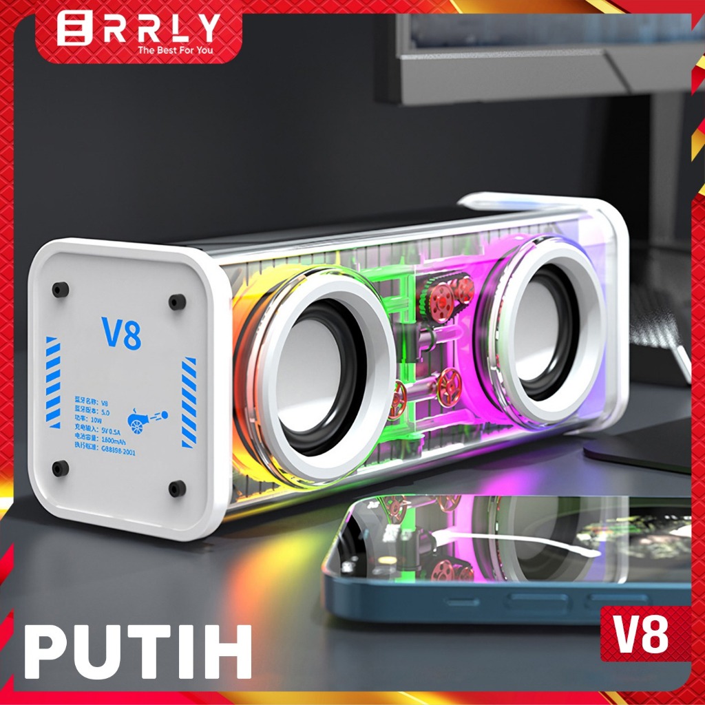 Jual V8 ARMOUR Speaker Bluetooth V8 10W Double Subwoofer Music BASS RGB ...