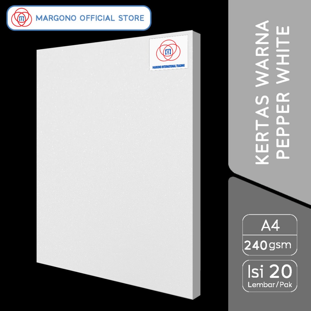 Jual Margono Kertas Warna A4 Pepper White Putih Glitter 240 gsm - 20 ...