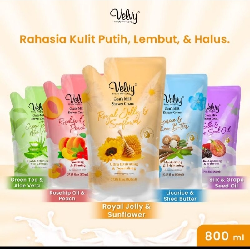 Jual velvy goat's milk shower cream 800ml | Shopee Indonesia