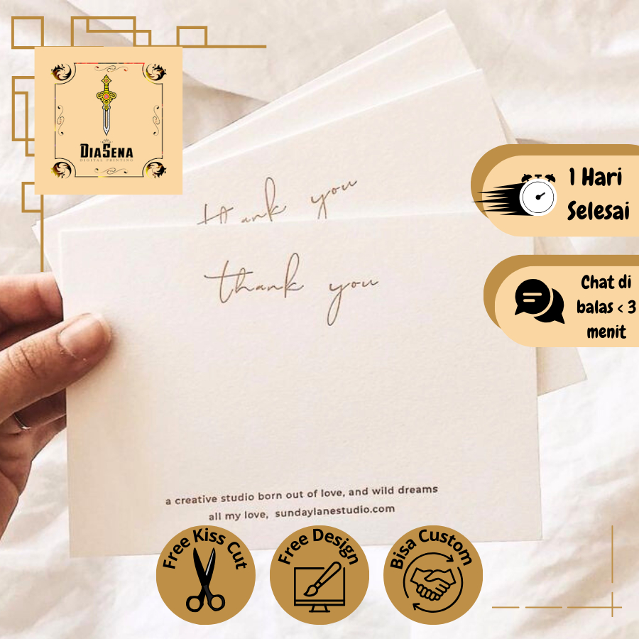 Jual TKC Thank You Card Custom Thanks Card Olshop Kartu Ucapan Terima Kasih | Shopee Indonesia