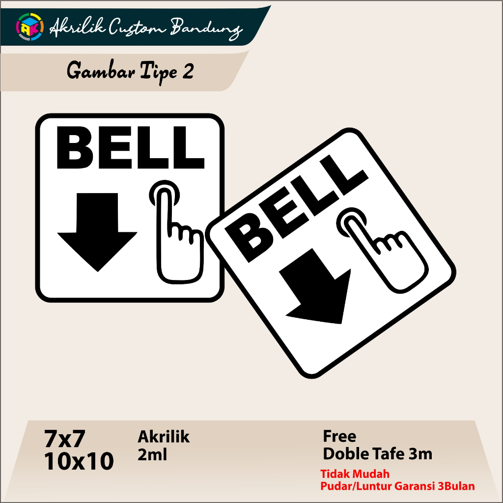 Jual AKRILIK BEL TIPE 2 ACRYLIC CUSTOM SIGNAGE | Shopee Indonesia