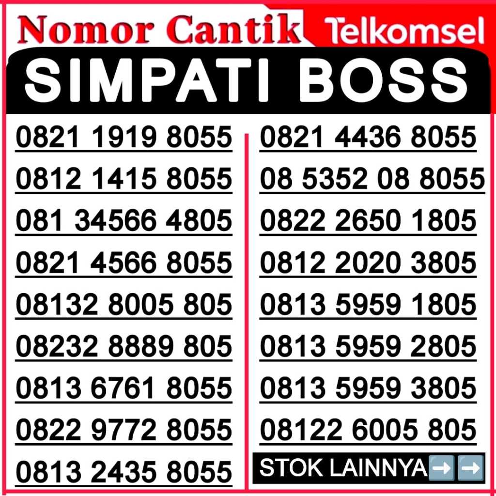 Jual KARTU PERDANA TELKOMSEL B055 NOMOR CANTIK BOSS 805 - 8055 SIMPATI PRABAYAR 4G-5G LTE ...