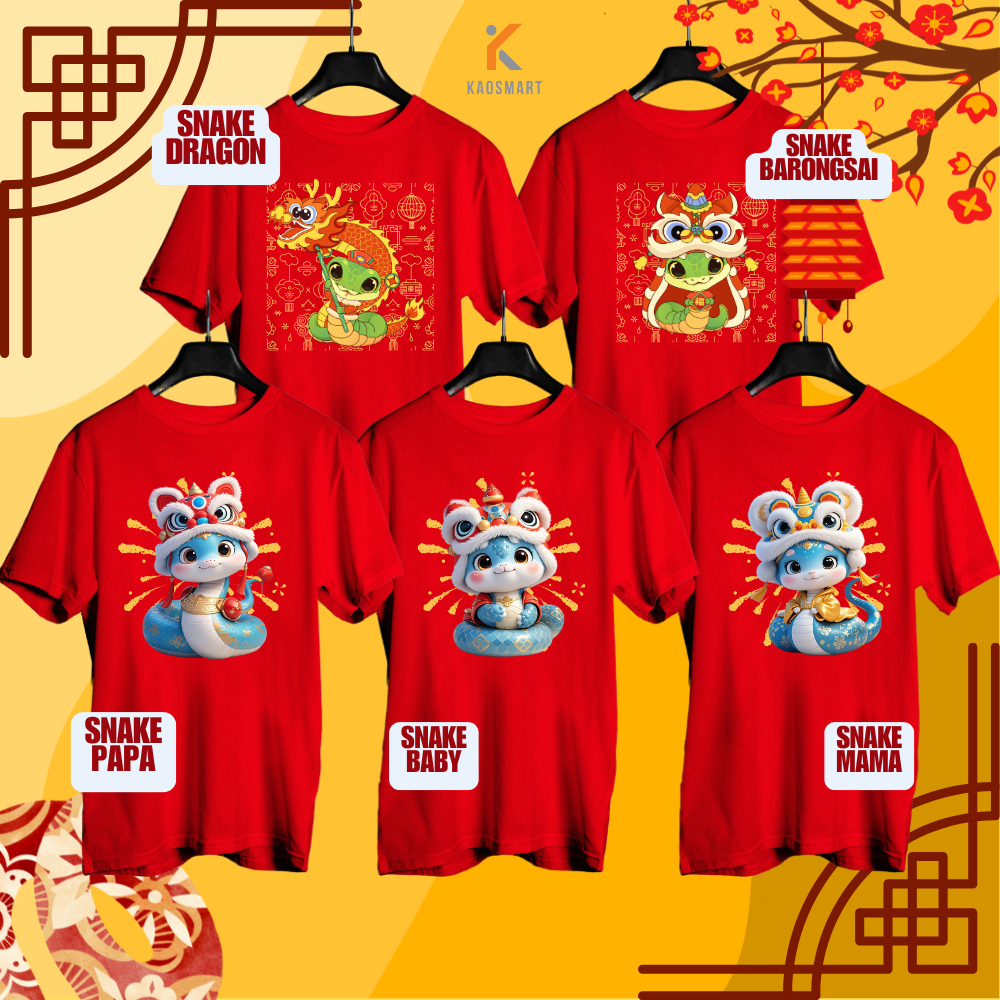 Jual Banyak Motif!! Kaos Imlek 2025 Shio Ular Chinese New year Snake ...