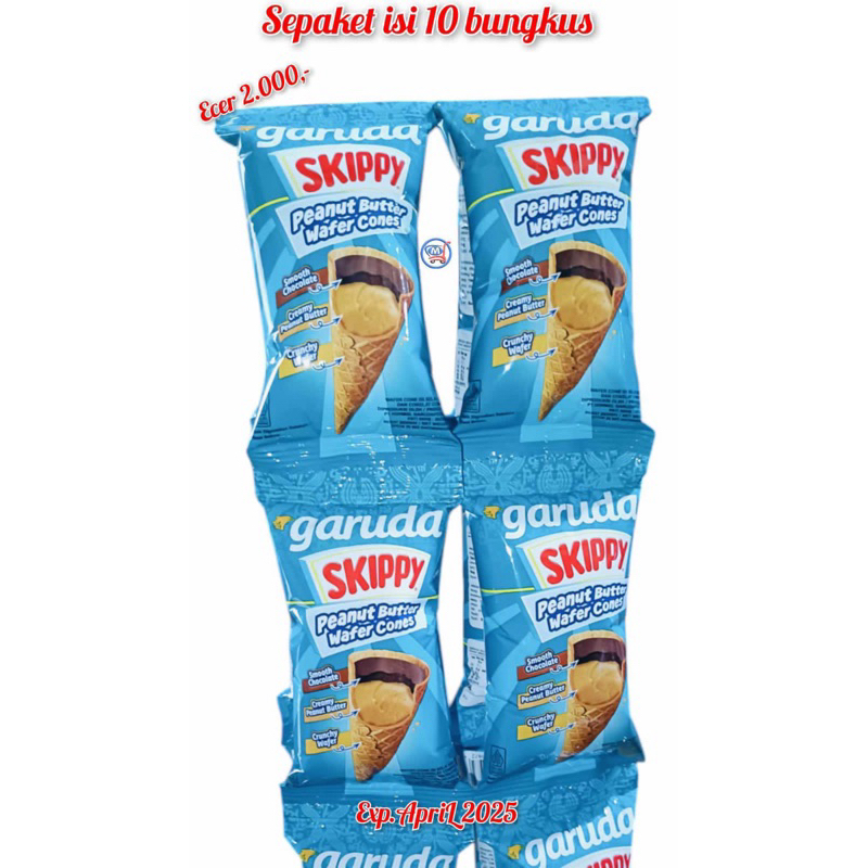 Jual GARUDA SKIPPY PEANUT ISI 10 BUNGKUS | BUTTER WAFER CONES | Shopee ...