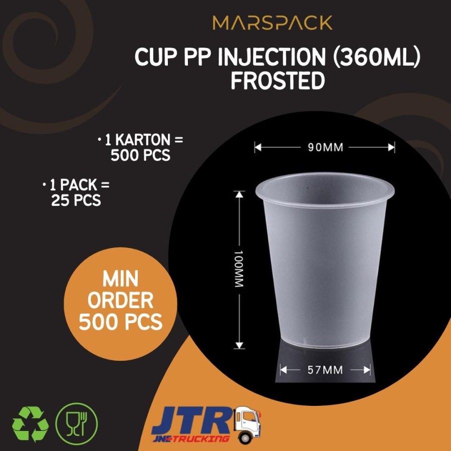 Jual Cup Injection PP 12oz Frosted 360ml - Cup only | Shopee Indonesia