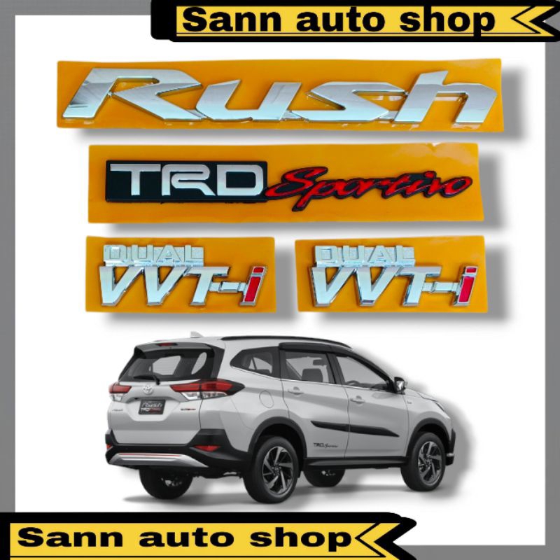 Jual Logo Emblem Tulisan Rush Trd Sportivo Dual vvti Chrome Original ...