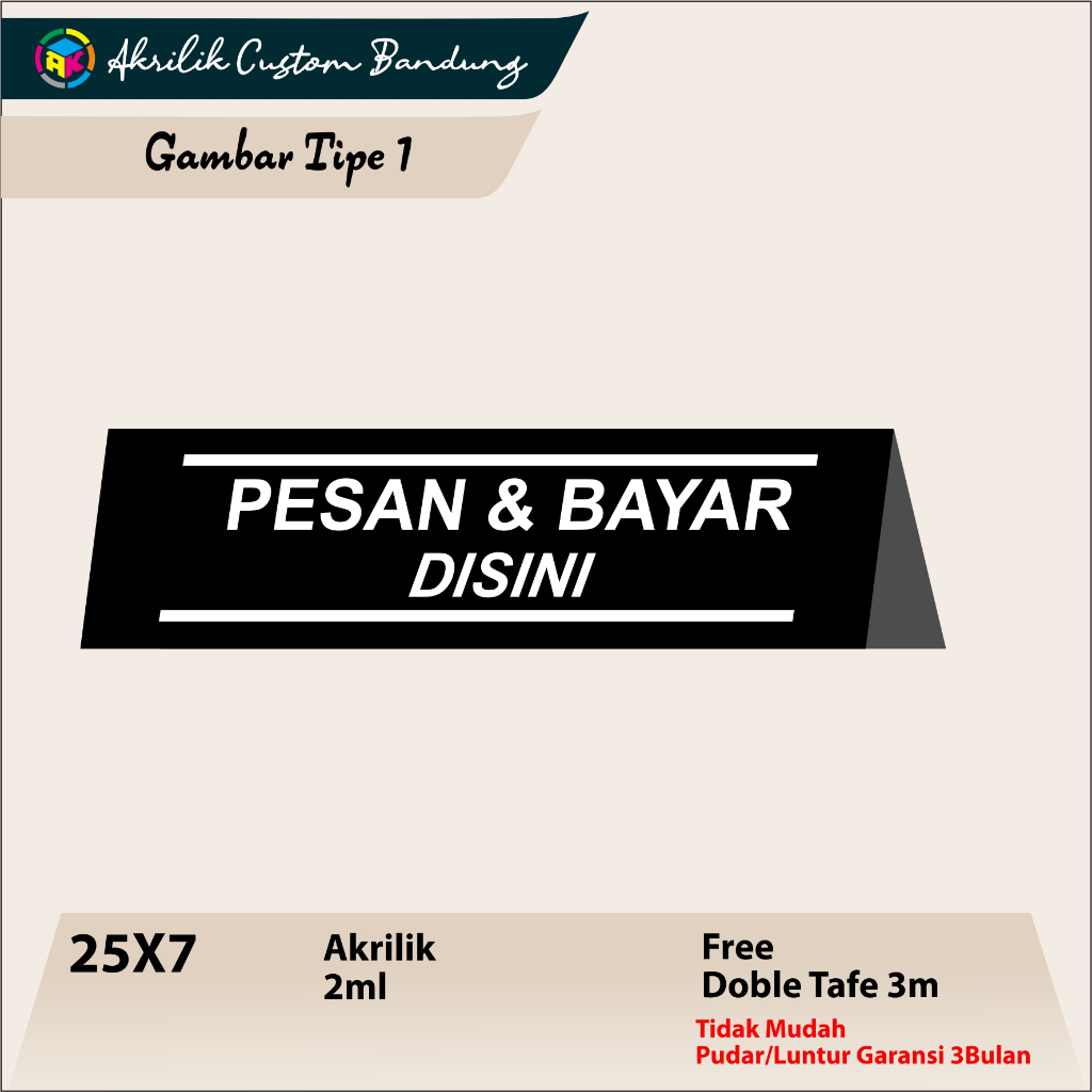 Jual Akrilik Kasir Pesan Bayar Disini Tipe 1 Acrylic custom signage ...