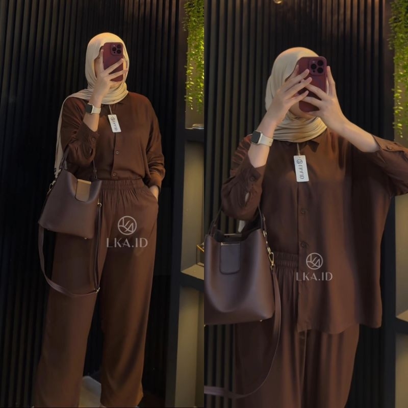 Jual LKA One Set Polos Oversize Rayon Twill Premiun Setelan Kemeja ...