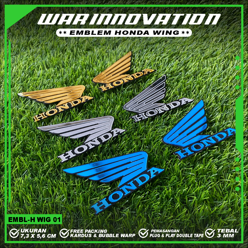 Jual WAR Emblem Honda Wings 2 PCS Logo Timbul 3D Aksesoris Motor Emblem ...