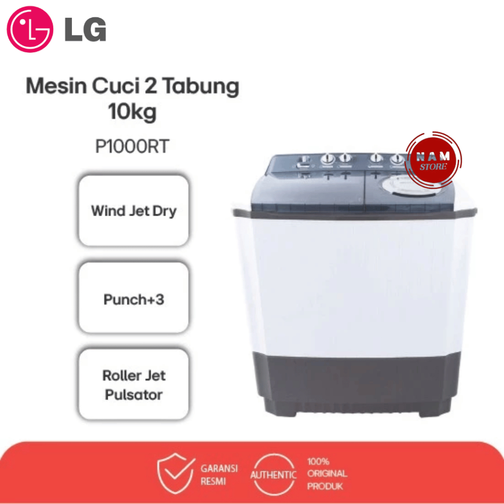 Jual Mesin Cuci LG 2 Tabung 10kg P1000RT | NAM STORE | Shopee Indonesia