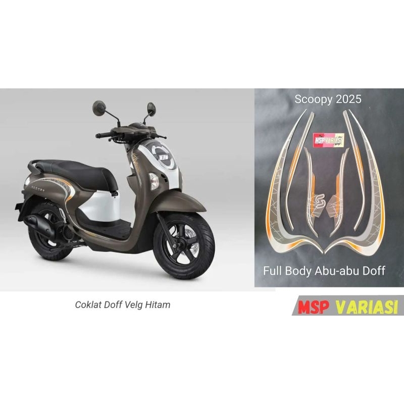 Jual Scoopy 2024 2025 coklat brown abu abu dop doff Striping List Lis ...