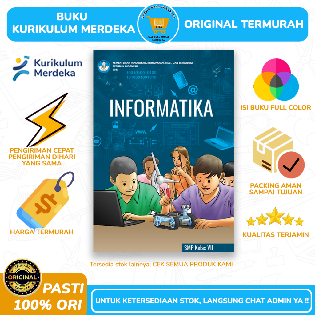 Jual Buku Informatika Kelas 7 SMP - Paket Siswa - Kurikulum Merdeka | Shopee Indonesia