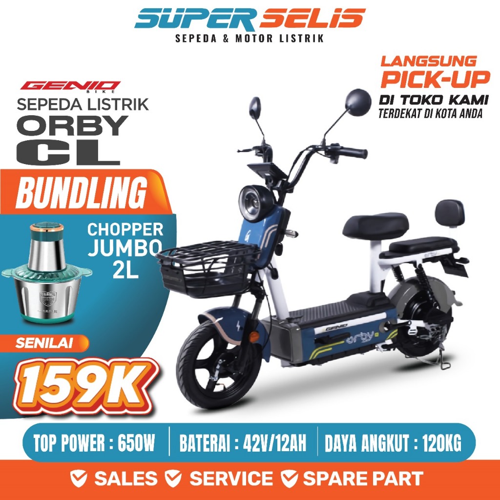 Jual SEPEDA LISTRIK GENIO ORBY CL FREE VISHAL BLENDER JUMBO CHOPPER ...