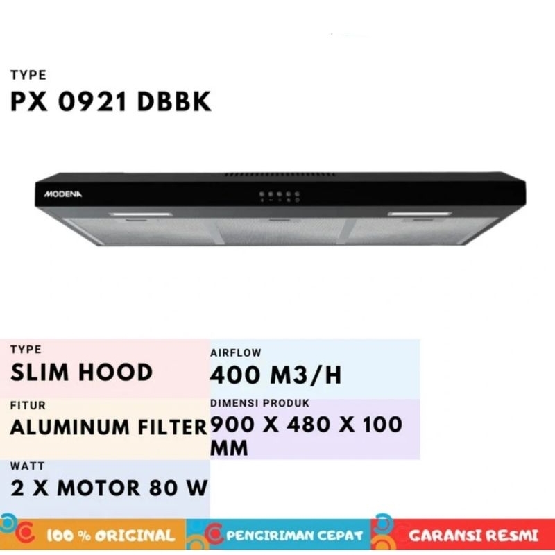 Jual COOKER HOOD MODENA 90CM PX 0921 DBBK PENGHISAP ASAP MODENA 90 CM PX0921 | Shopee Indonesia