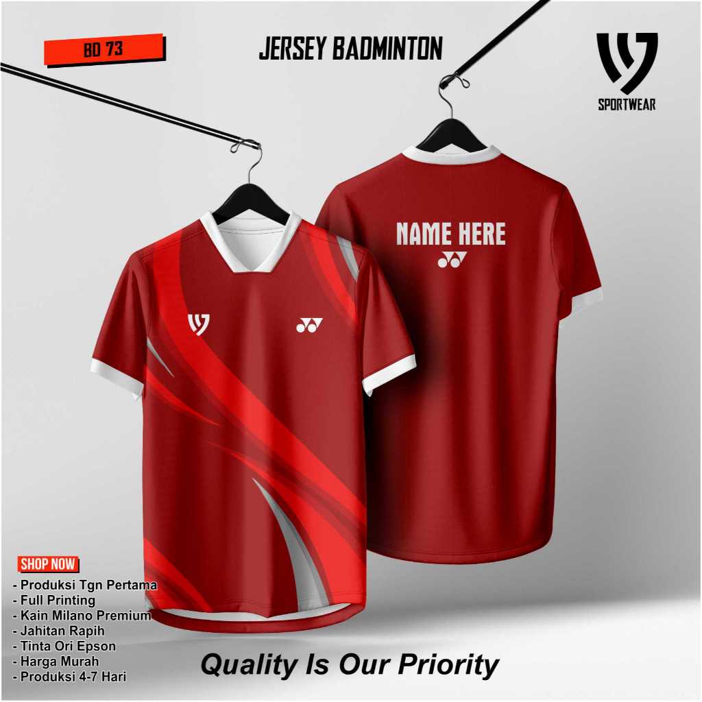 Jual BD73 BISA SATUAN JERSEY BADMINTON FULL PRINTING COSTUM LOGO NAMA ...
