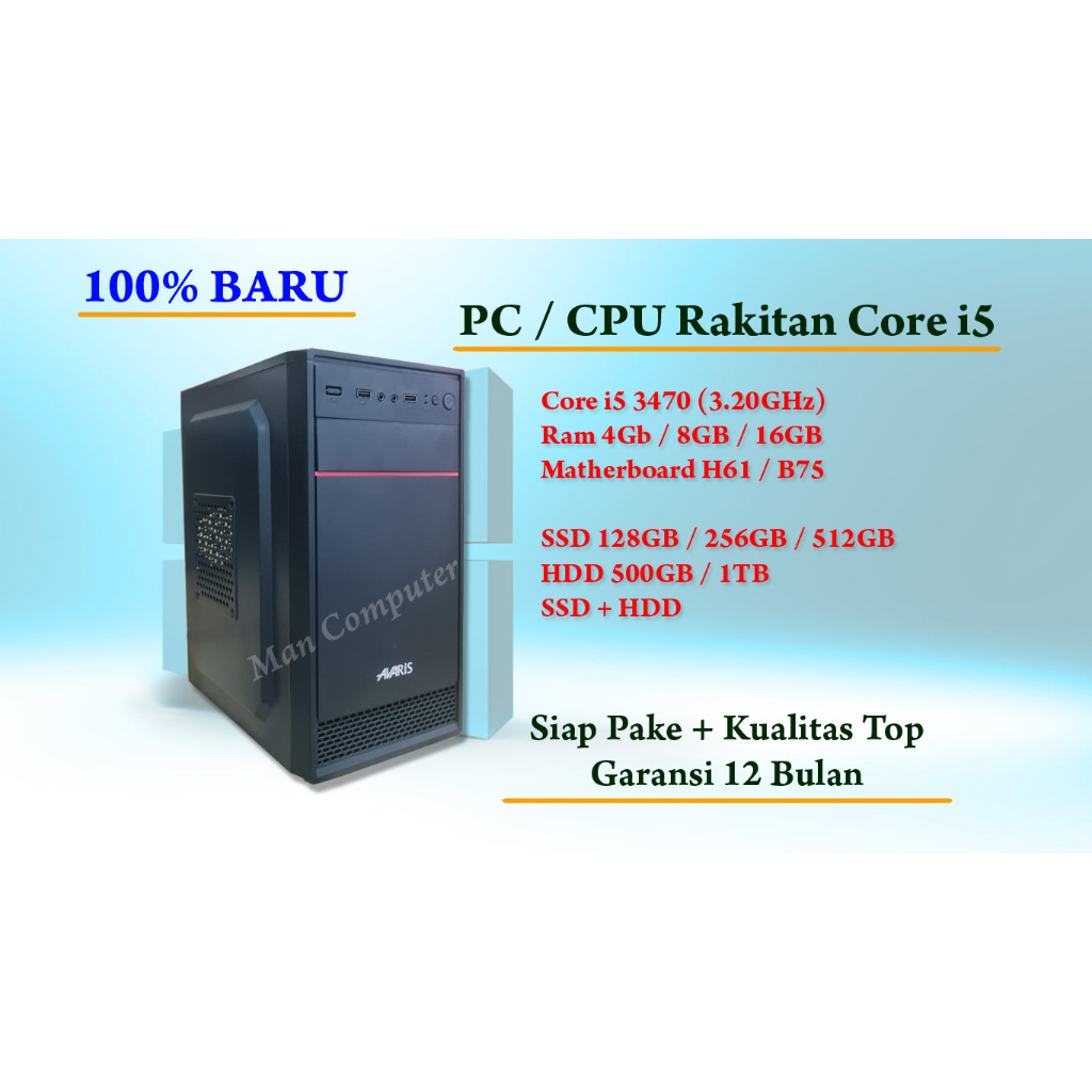 Jual PC/Cpu Komputer Core i5 3470 Baru Garansi Bonus mouse dan fan case ...
