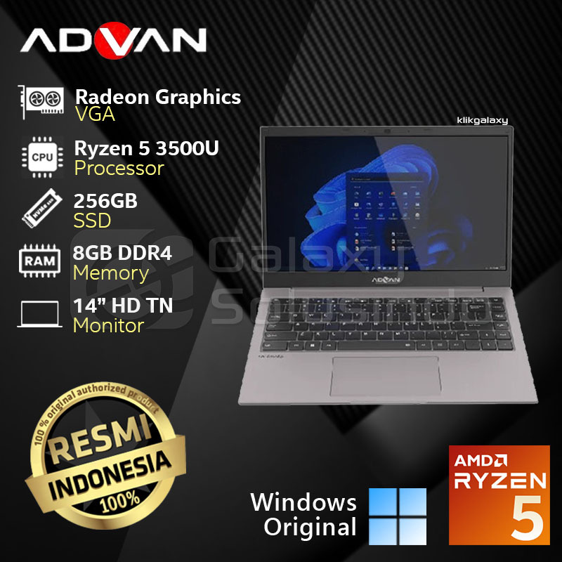 Jual ADVAN Soulmate Plus AMD Ryzen 5 3500U 256GB SSD 8GB RAM Notebook Laptop | Shopee Indonesia