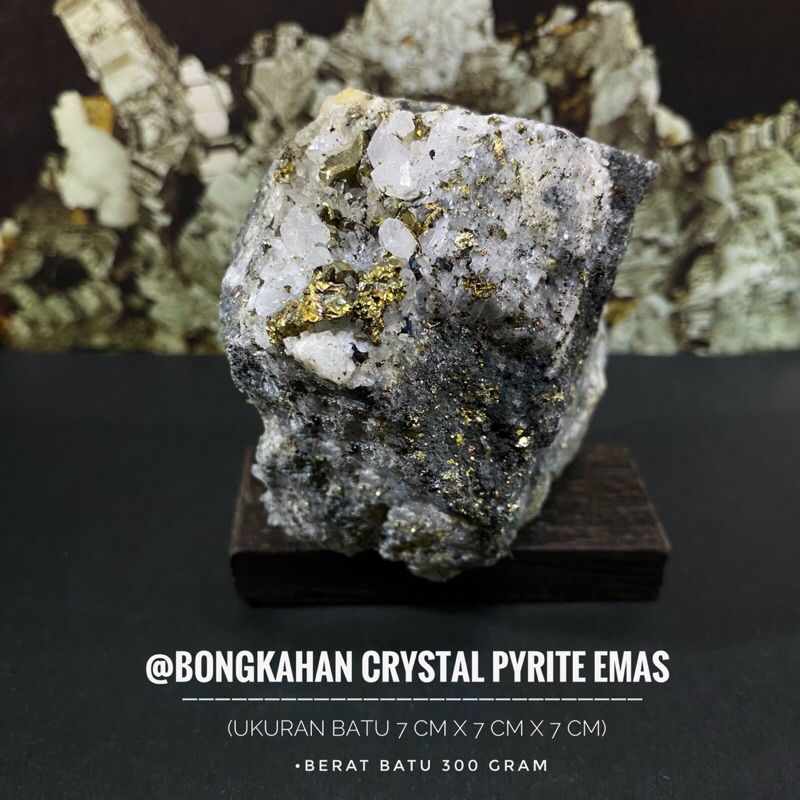 Jual Bongkahan Crystal Pyrite Quartz L24 atau Batu Kristal Pyrite Emas ...