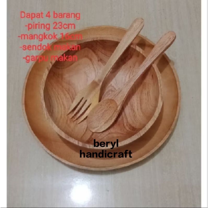 Jual (paket hemat) set piring 23cm +mangkok 16x6 +sendok garpu | Shopee ...