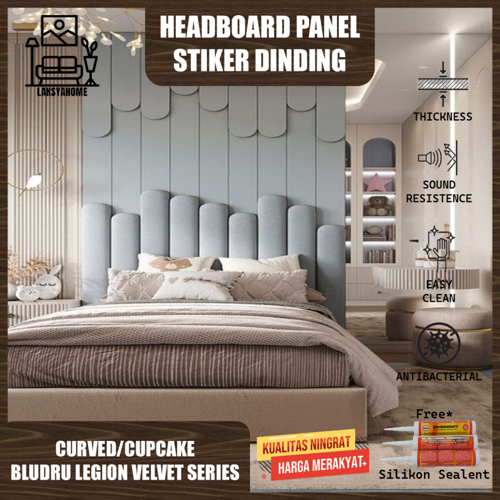 Jual Headboard Panel Dinding 20x60 Cupcake Bludru Velvet Legion Series ...