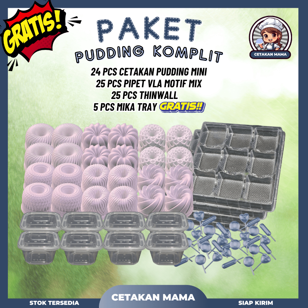 Jual [PAKET PUDDING] 24 PCS Cetakan Pudding Mini Motif Mix+ + 25 PCS ...