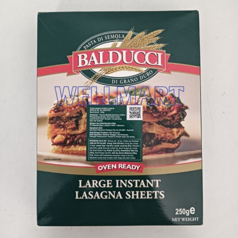 Jual Balducci Kulit Lasagna 250gr Large Instant Lasagna Sheets Pasta ...