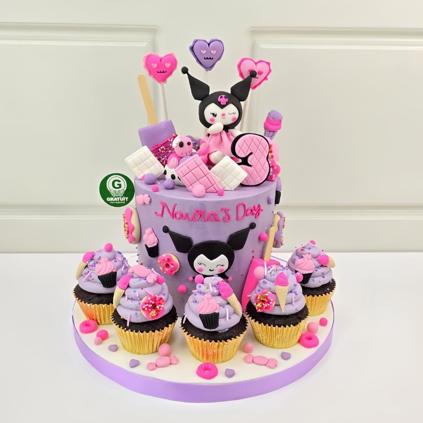 Jual CAKE TEMA KUROMI + 5 CUPCAKE / CAKE ULANG TAHUN UK 15CM + DUMMY ...
